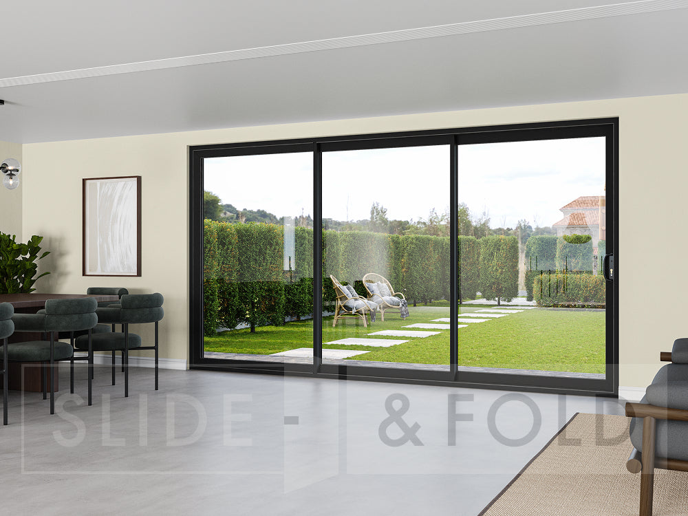 3 Panel Black Sliding Doors | Slide & Fold